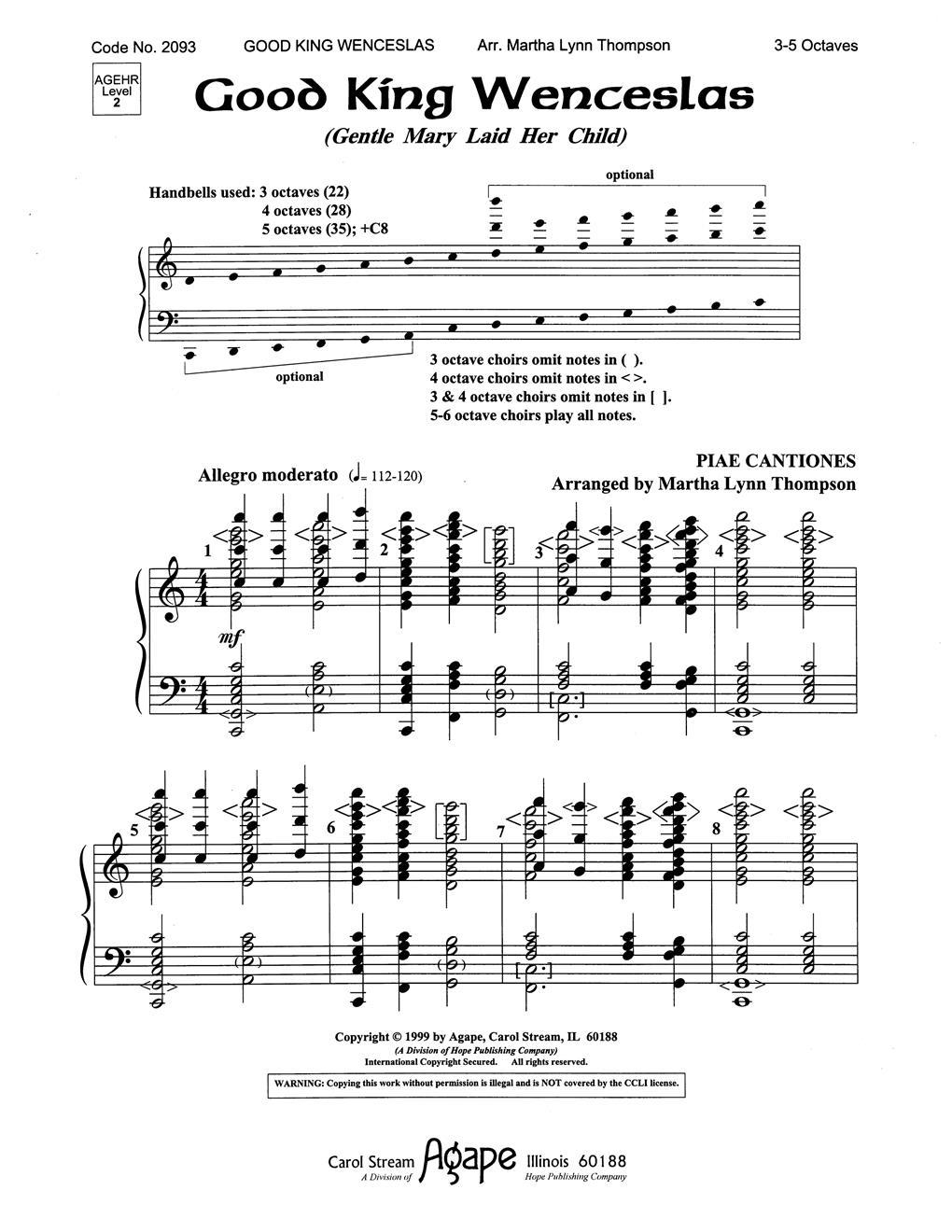 Good King Wenceslas - arr. Thompson (3 - 5 Oct): ChimeWorks